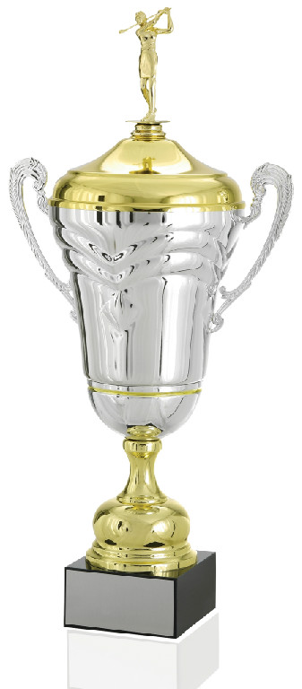 18.5" Tall Gold & Silver Loving Cup with Golfer - Fantasy Trophy Store