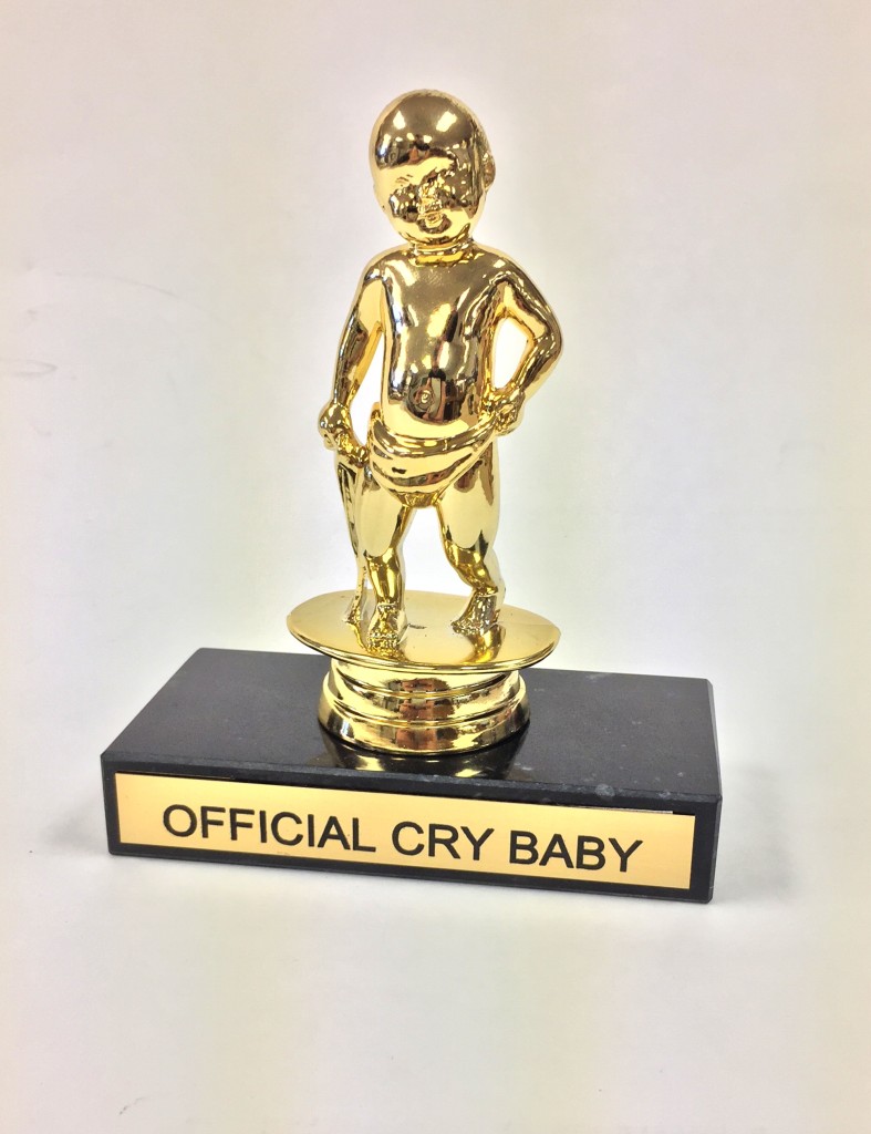 5" Tall "Cry Baby" trophy on marble base - Fantasy Trophy Store