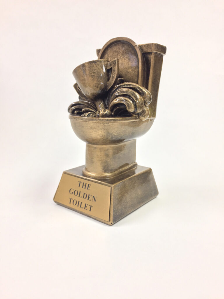 6" Tall Golden Toilet Award - Fantasy Trophy Store