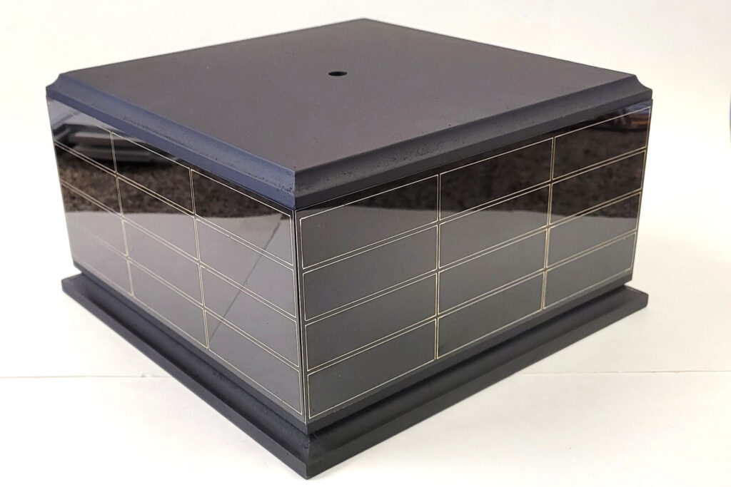 10 1/2" X 10 1/2" X 5 1/4" Two-Tier Square Solid Wood Black Base ...